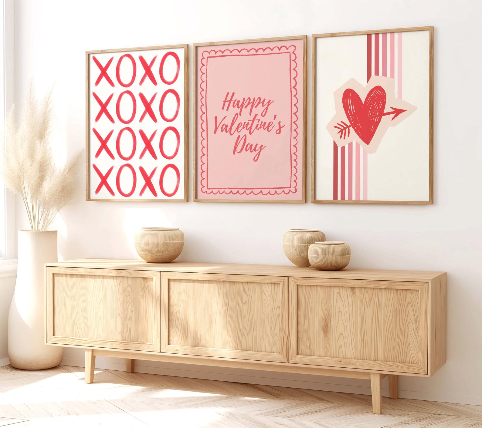 Valentines Day Printable Wall Art Set of 3: Trendy Retro Valentines ...