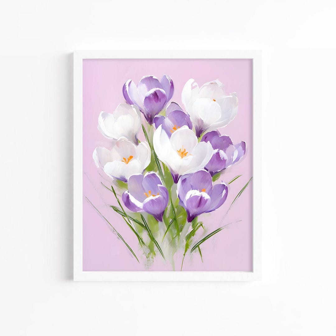 Crocus Wall Art Printable | Spring Flower Painting | Pastel Floral Wall ...