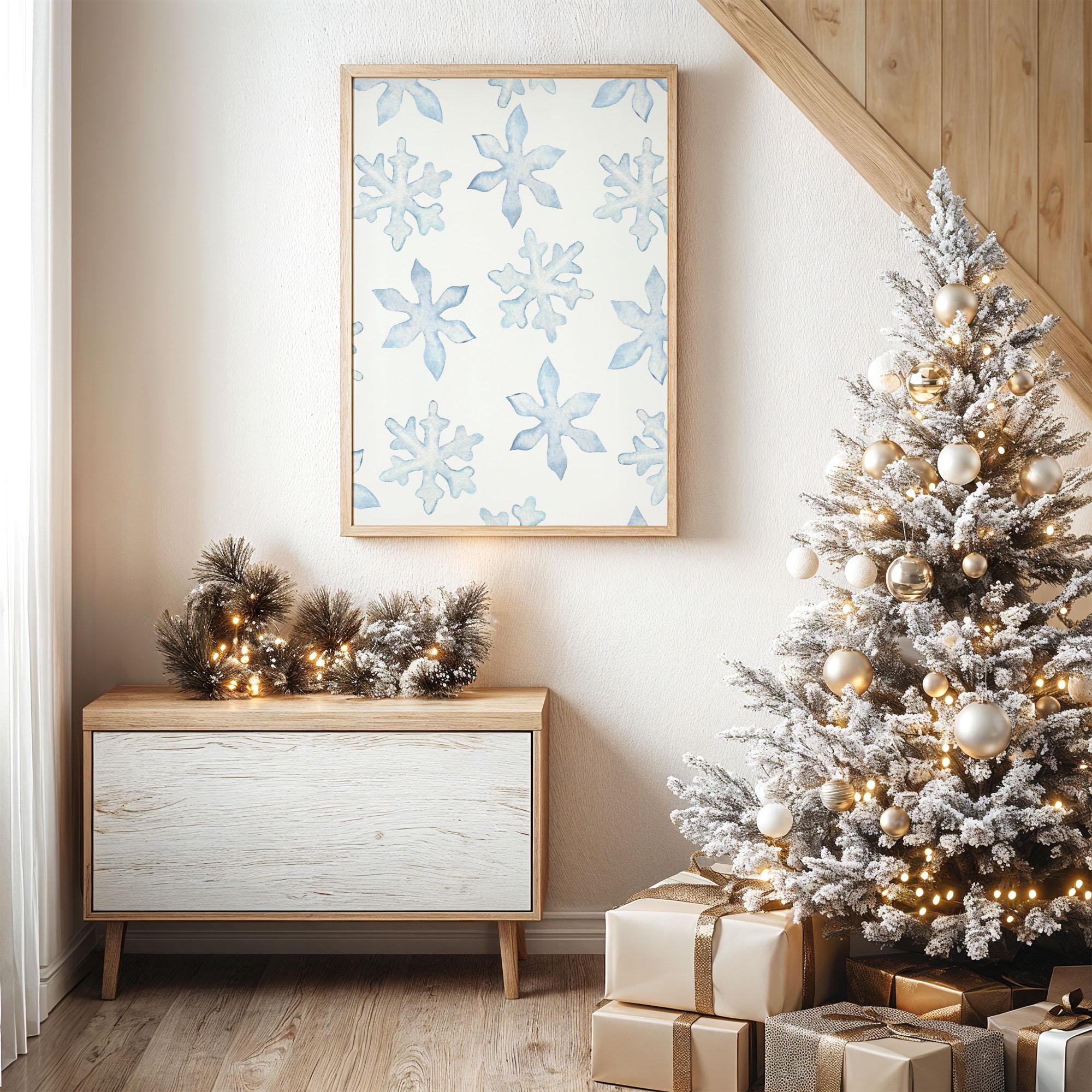 Blue Christmas Printable Wall Art Set of 6: Festive Holiday Poster ...