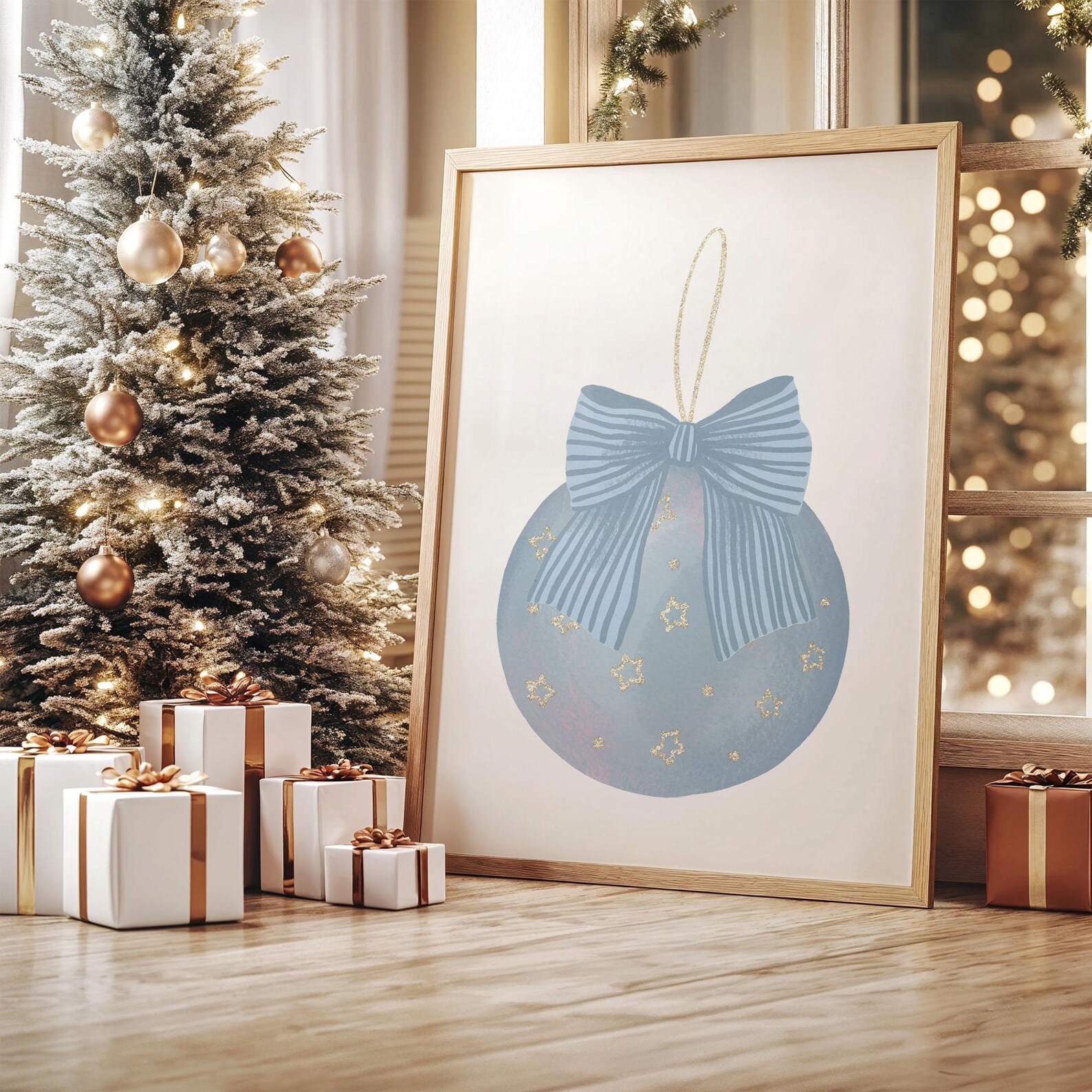 Blue Christmas Printable Wall Art Set of 6: Festive Holiday Poster ...