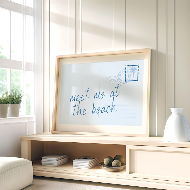 Blue Preppy Beach Prints Set of 6, Trendy Coastal Wall Art, Beachy Wall ...
