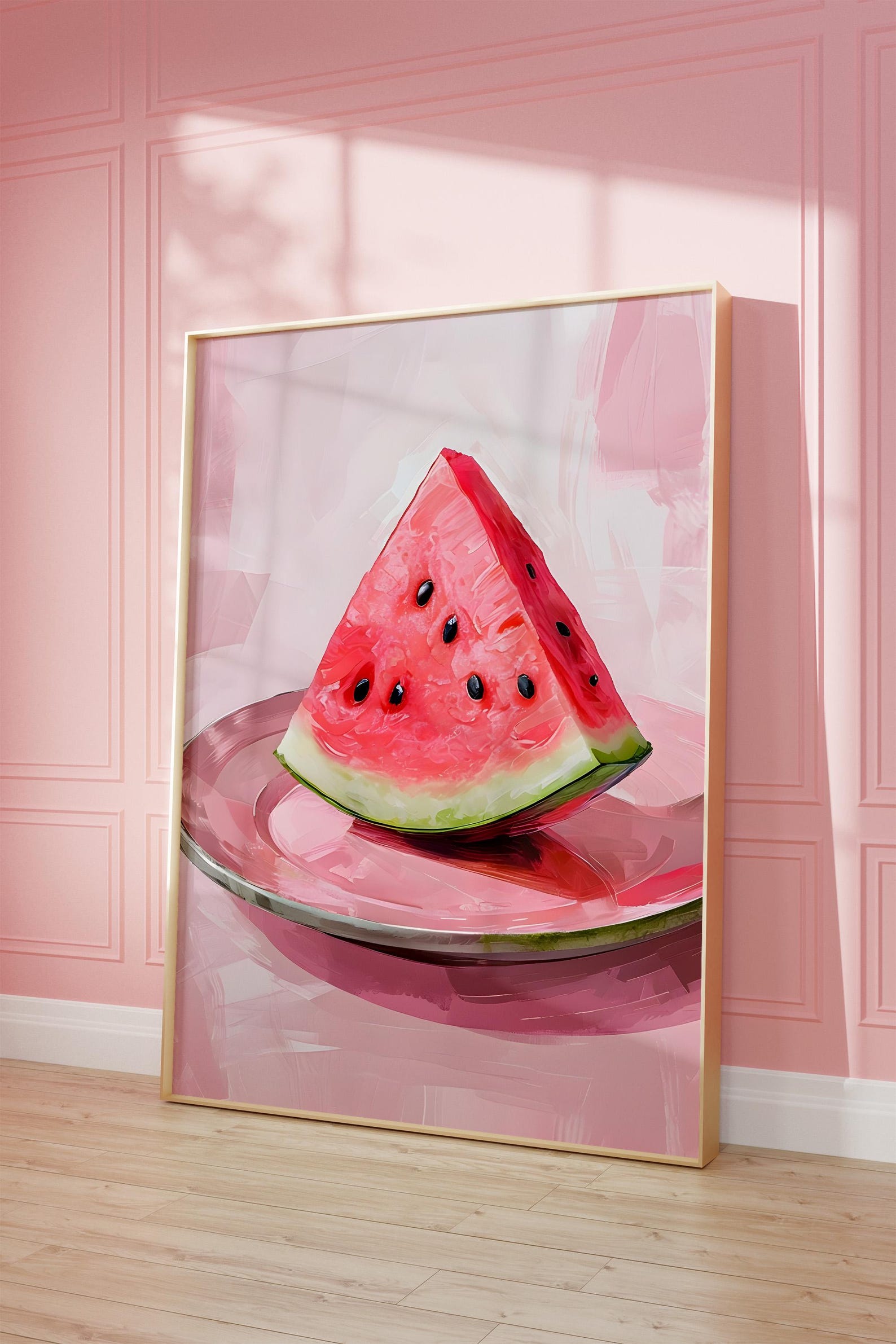 Colorful Watermelon Wall Art Painting | Pastel Pink Kitchen Print ...