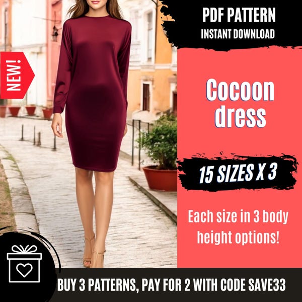 Cocoon Dress Pattern - Etsy