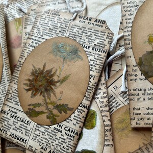 9 Hand Embellished Junk Journal Tags Vintage Newsprint/writing ...