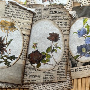 9 Hand Embellished Junk Journal Tags Vintage Newsprint/writing ...