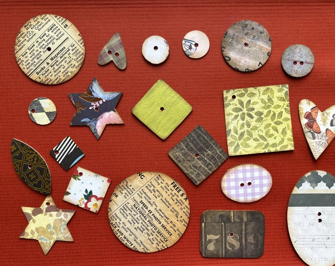 20 Assorted Hand Cut Chip Board Paper Buttons for Junk Journals ...