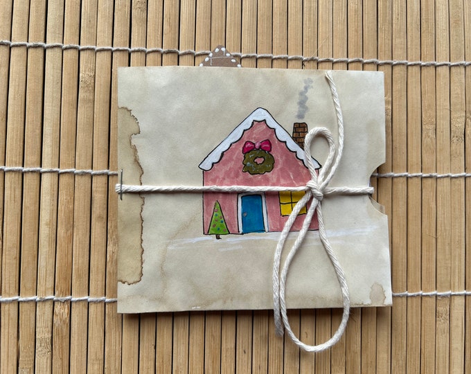 Original Art Gingerbread House, Christmas Themed Loaded Coffee Dyed ...