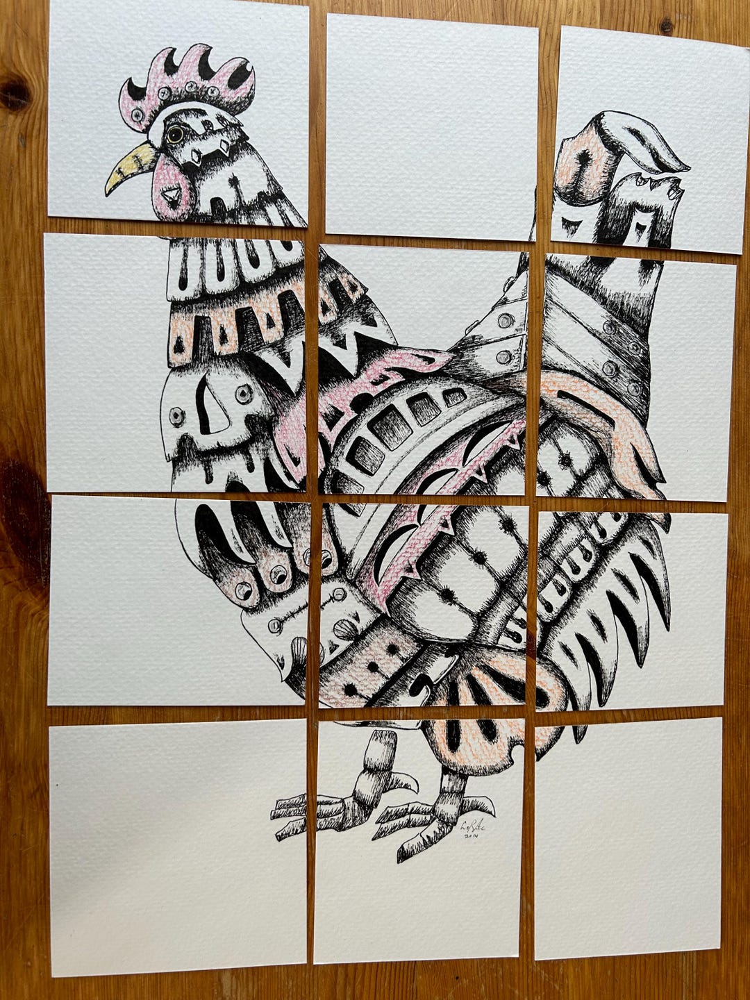 Chicken Steampunk Original Art Mosaic/journal Cards/puzzle Art - Etsy