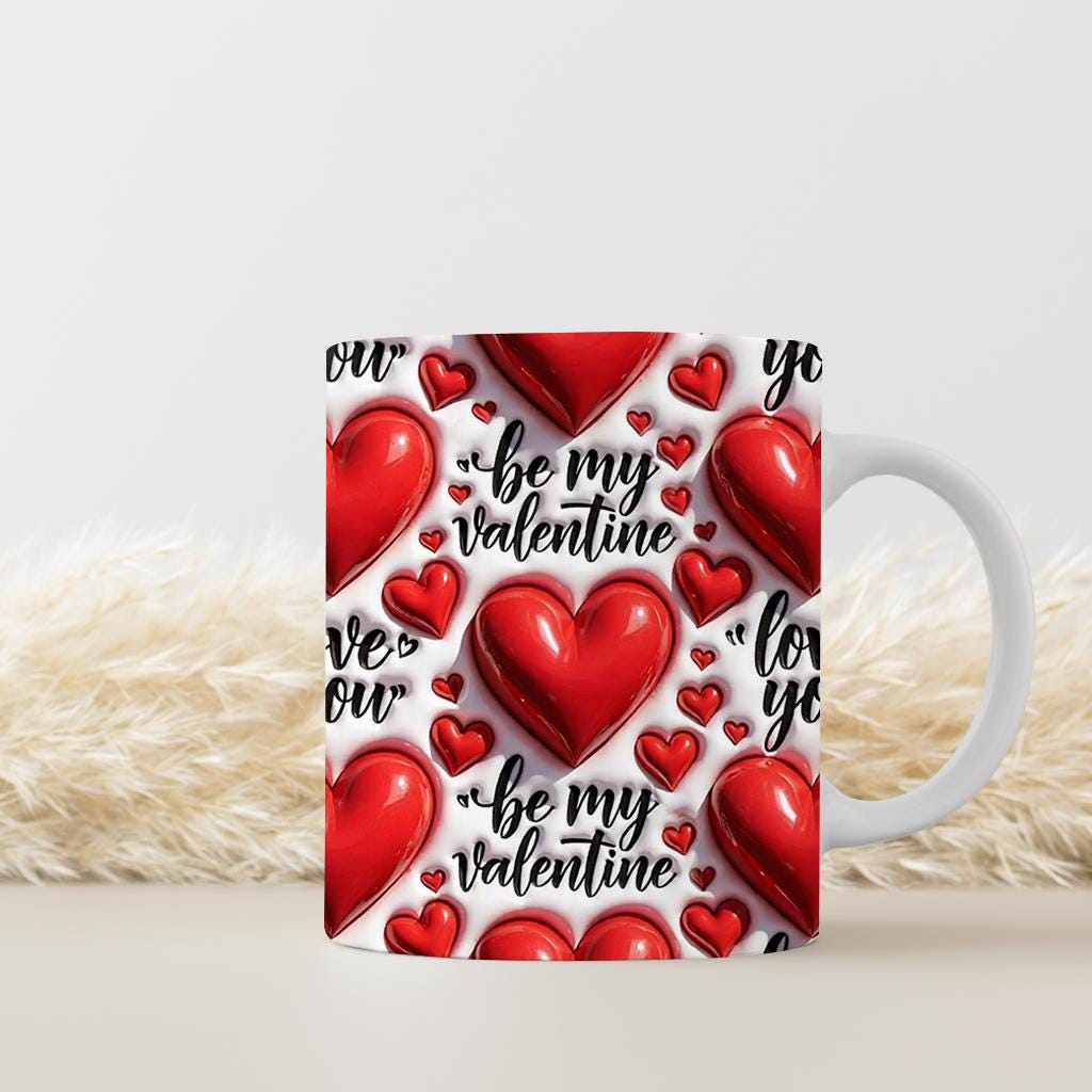 Inflated Be Mine Valentine Day Mug Wrap PNG, 11 Oz & 15oz Valentines ...