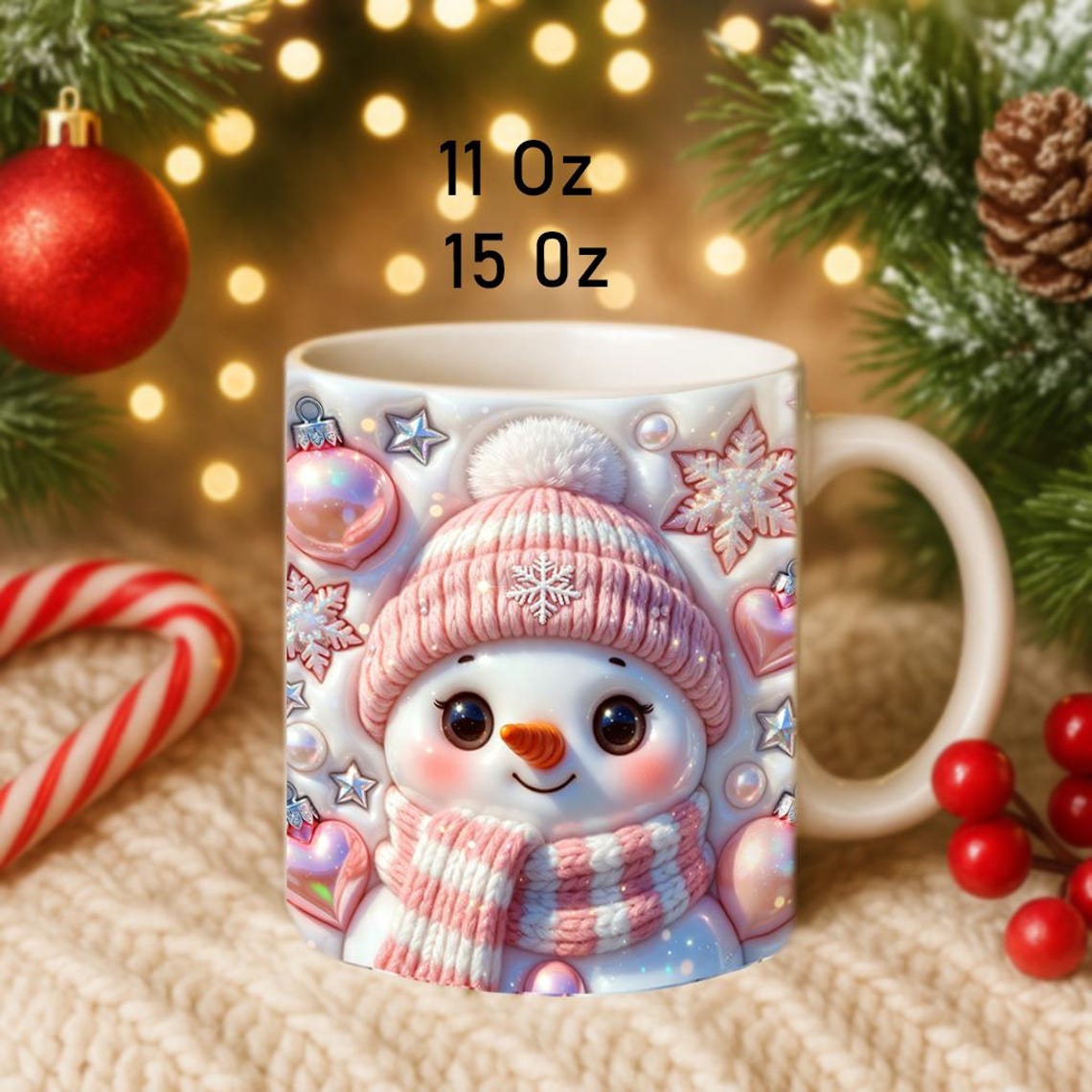 Mug hiver bonhomme de neige Design PNG, modèle 3D gonflé de tasse à ...
