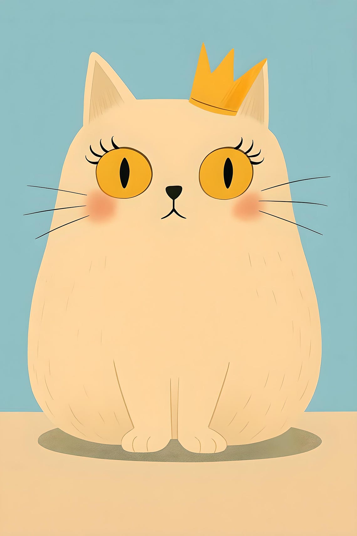 Cute Cat Digital Art Print- Printable Cat Wall Decor- Instant Download ...