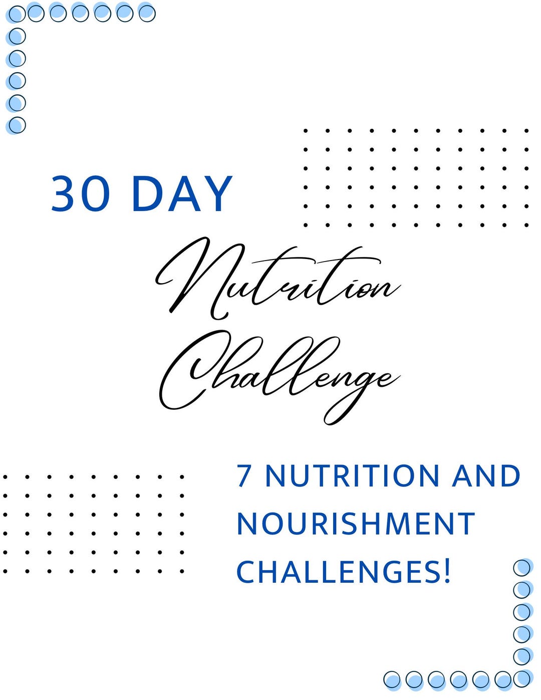 30-day Nutrition & Nourishment Challenge Tracker | Printable Healthy ...