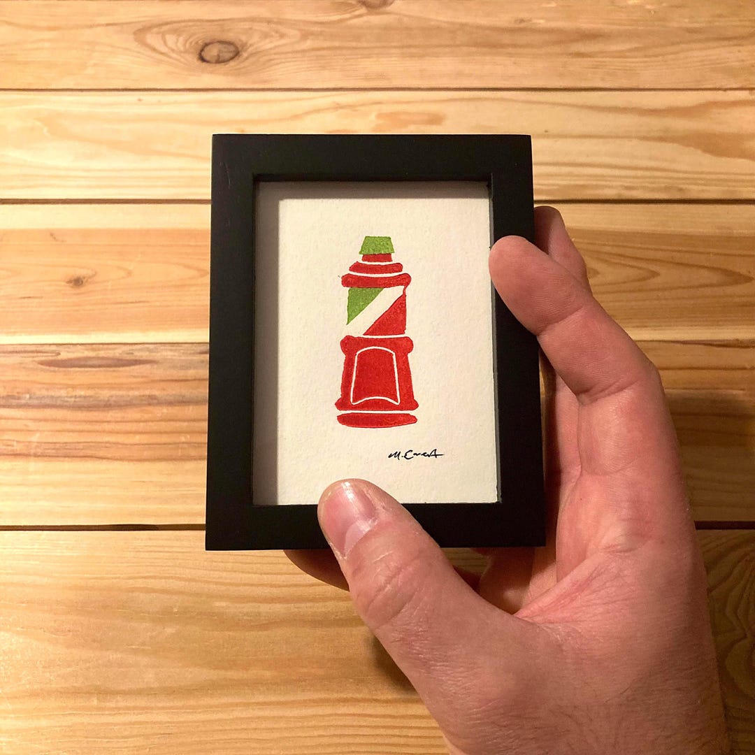 Mini Tajin Linocut Print | Includes Frame 4.75 X 3.75 | Original Hand ...