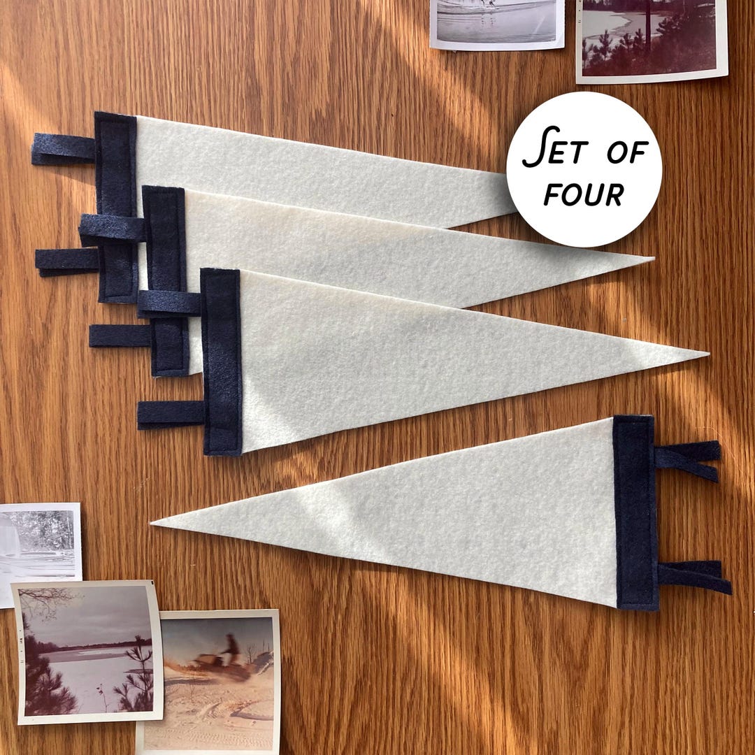 Blank Mini Pennant Bundle - Set of Four - Ivory and Navy Felt ...