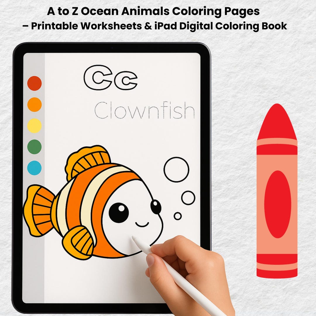 Aquatic A - Z Ocean Animals Alphabet Coloring Sheets for Kids, Alphabet ...