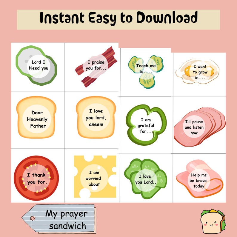 Kids Prayer Sandwich Activity, Sunday School Pray Lesson, Kid Bible ...