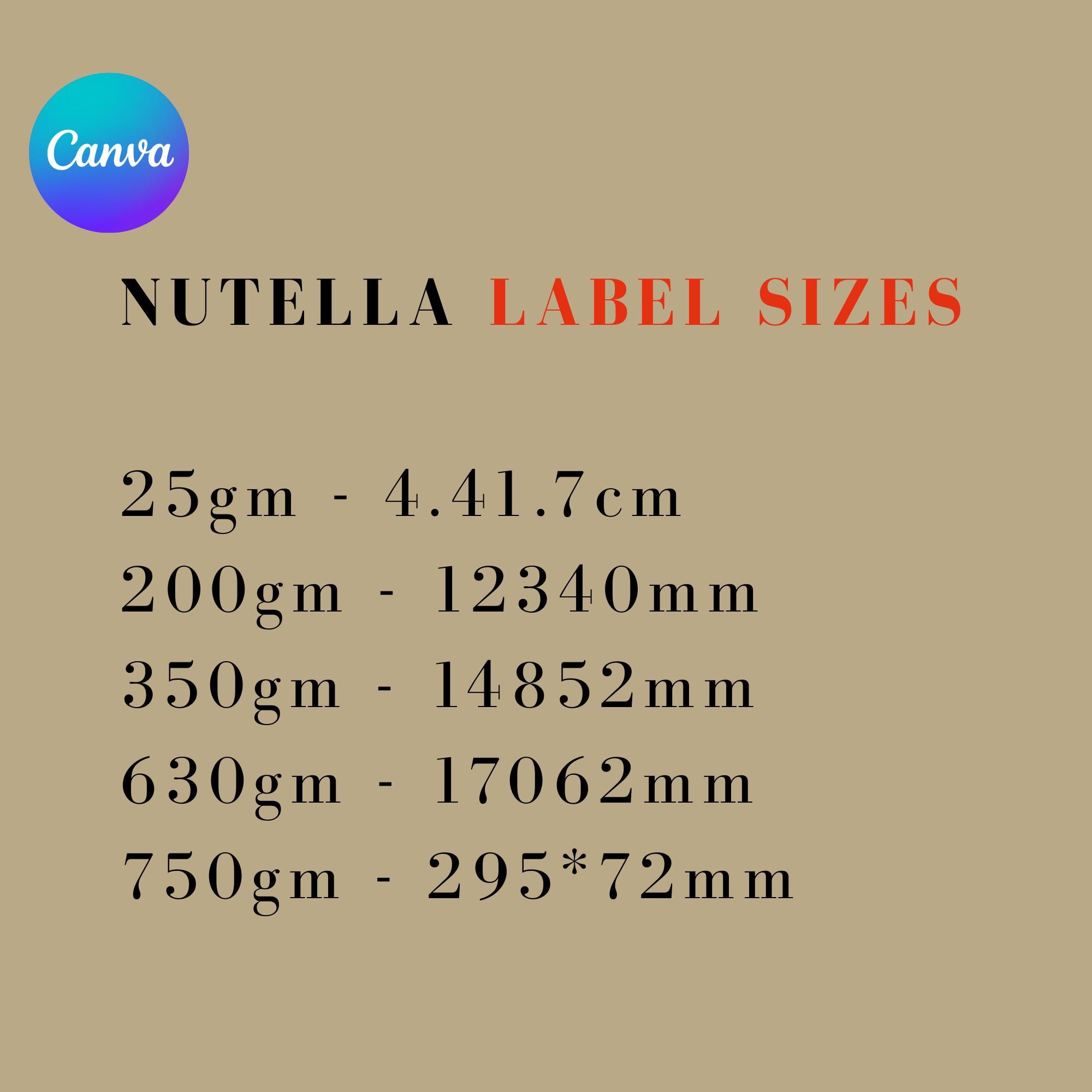 Personalized Nutella Jar Labels, Custom Hazelnut Spread Labels ...