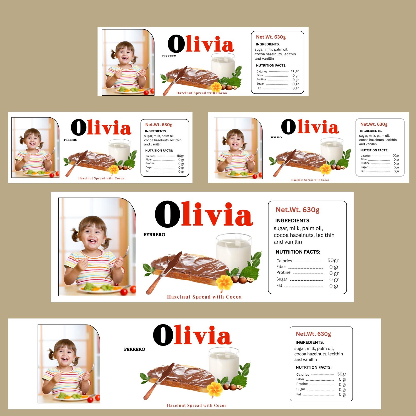 Personalized Nutella Jar Labels, Custom Hazelnut Spread Labels ...