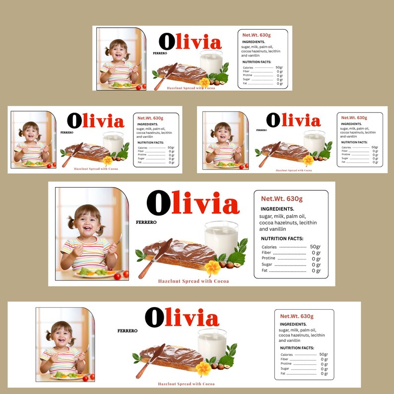 Personalized Nutella Jar Labels, Custom Hazelnut Spread Labels ...