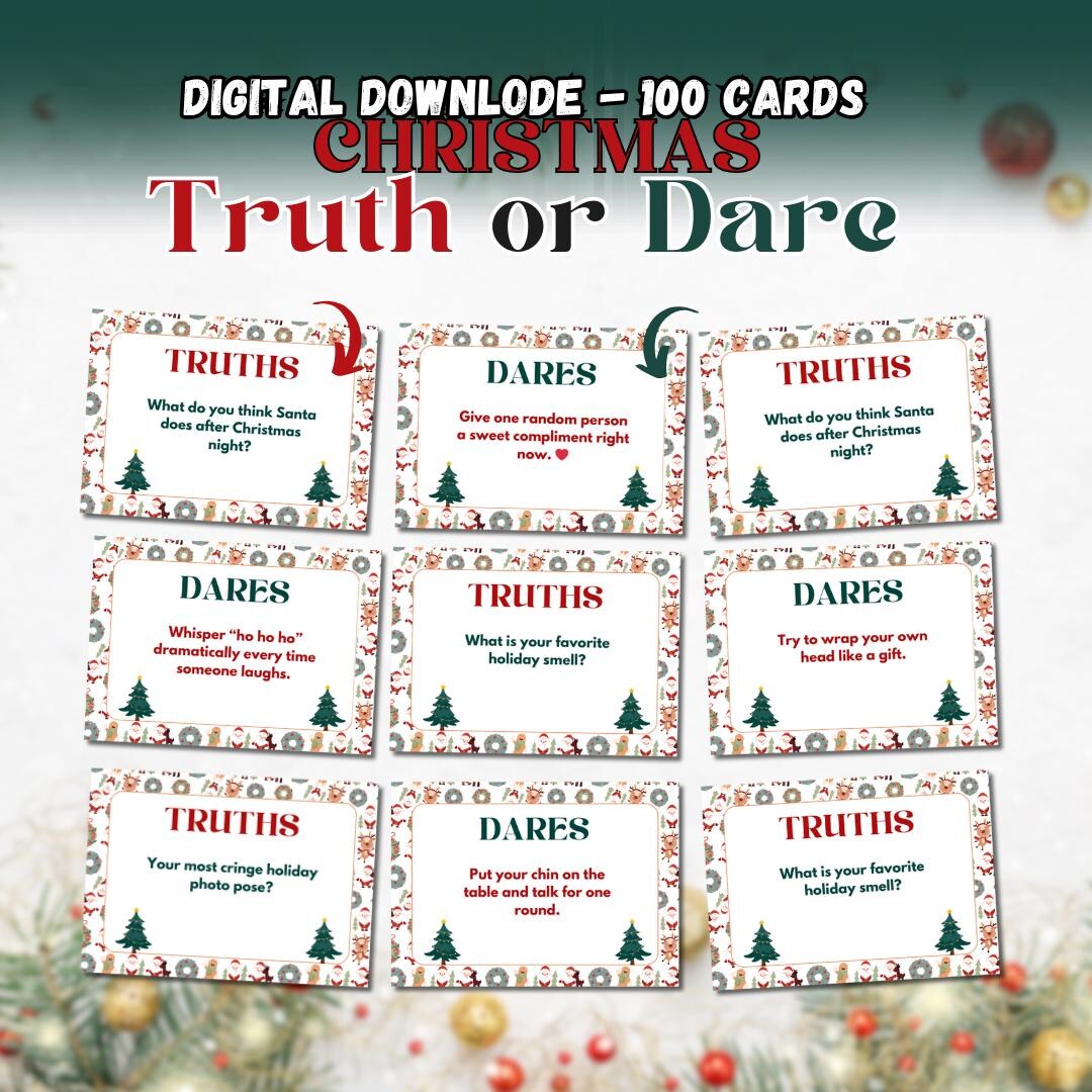 Christmas Truth or Dare Game Cards, Family Holiday Fun (digital ...