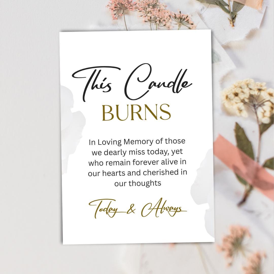 Memorial Table Sign, This Candle Burns Template (digital Download) - Etsy
