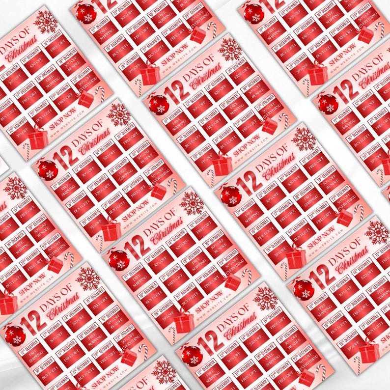 12 Days of Christmas Sale Flyer, Social Media Template (canva, 8x8) - Etsy
