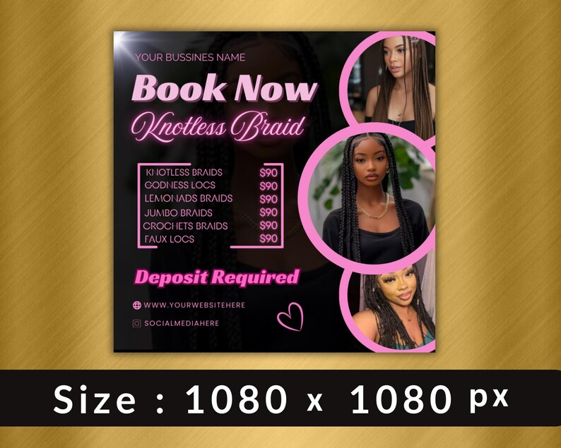 Editable Braids Flyer: Knotless Braid Specials (canva Template) - Etsy