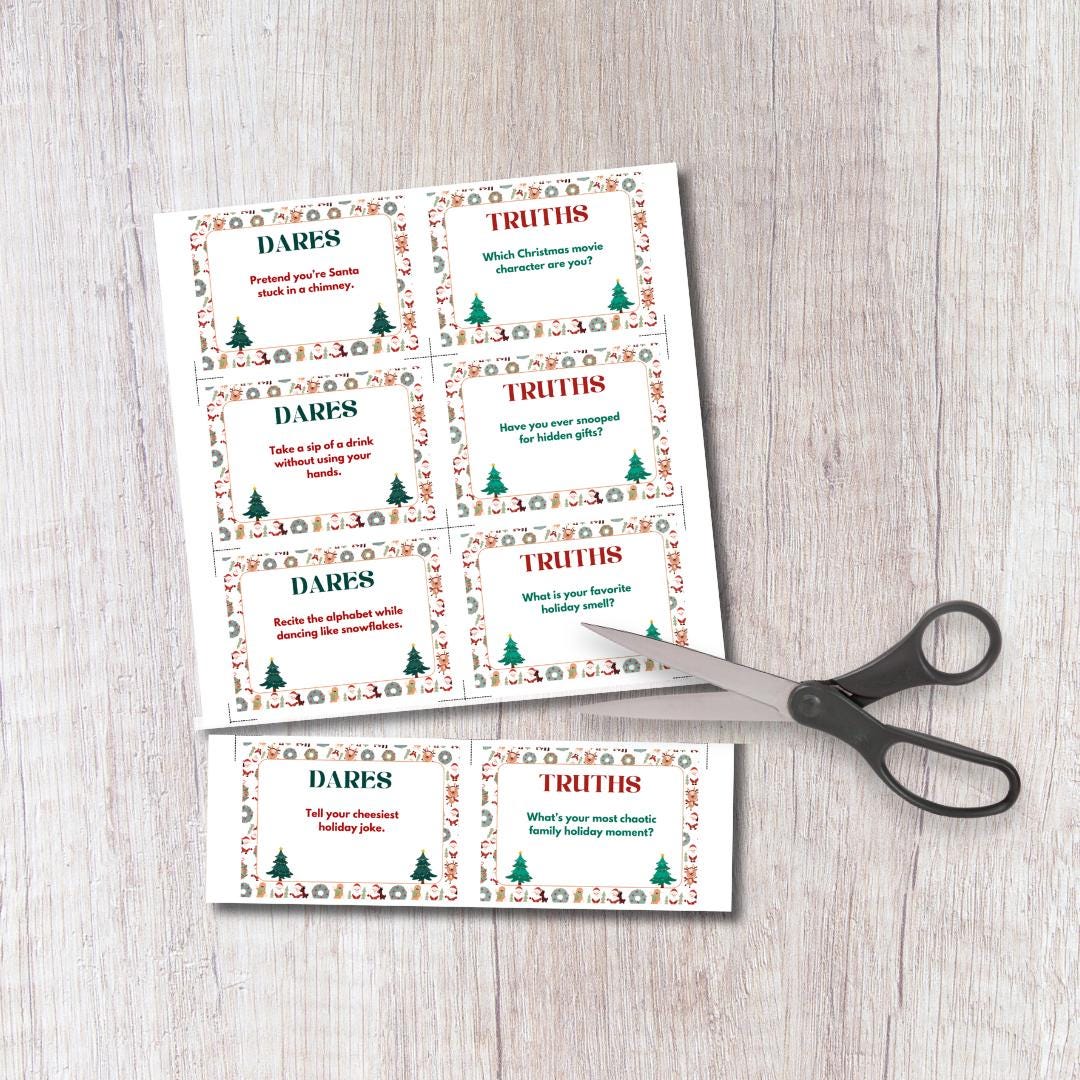 Christmas Truth or Dare Game Cards, Family Holiday Fun (digital ...