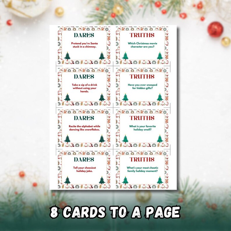Christmas Truth or Dare Game Cards, Family Holiday Fun (digital ...