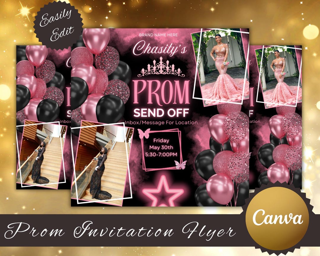 Glam Prom Send-off Flyer: Editable Canva Template (digital Download) - Etsy