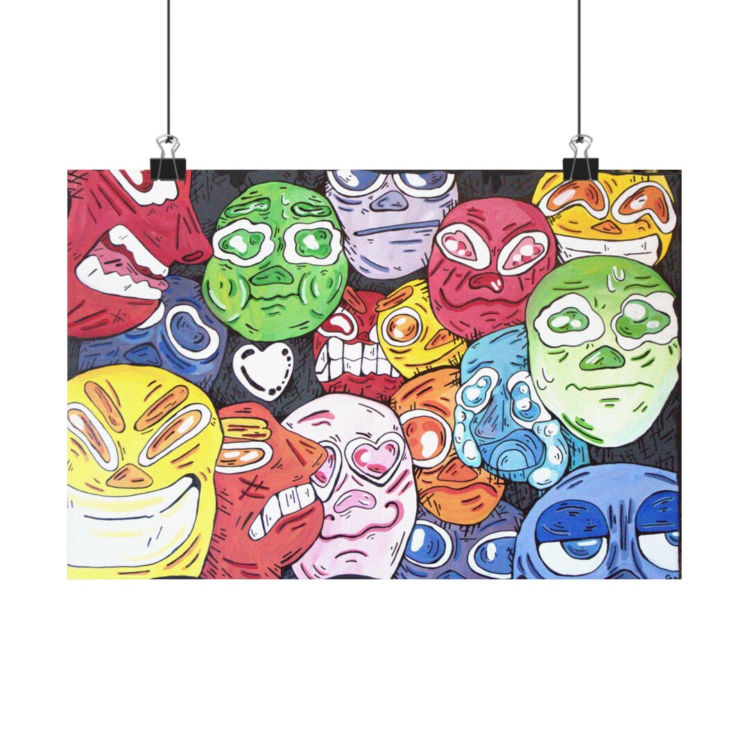 Overwhelming- Face Expression Posters, Colorful Emotive Art Prints ...