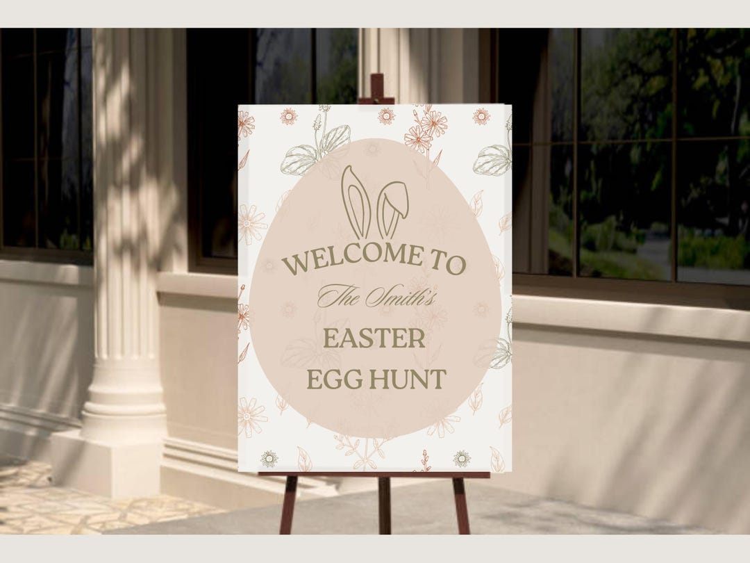 Egg Hunt Welcome Sign, Editable Welcome Sign, Canva Template, Easter ...