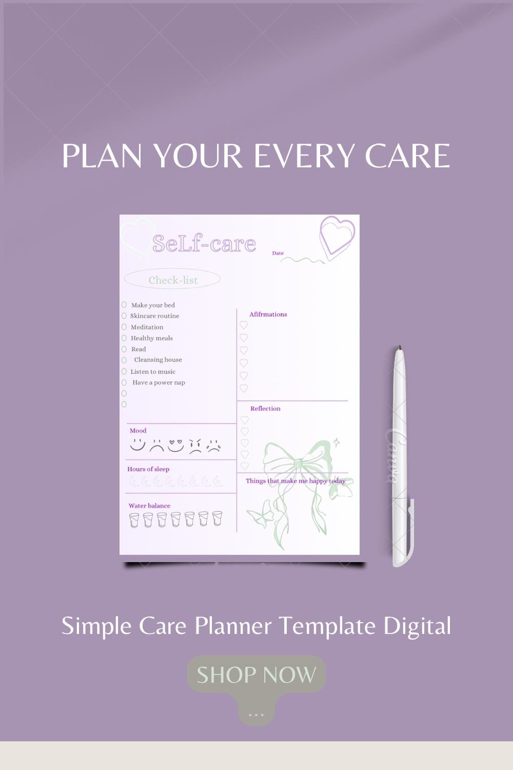Self-care Planner Digital | Printable Self-care Journal | PDF Printable ...