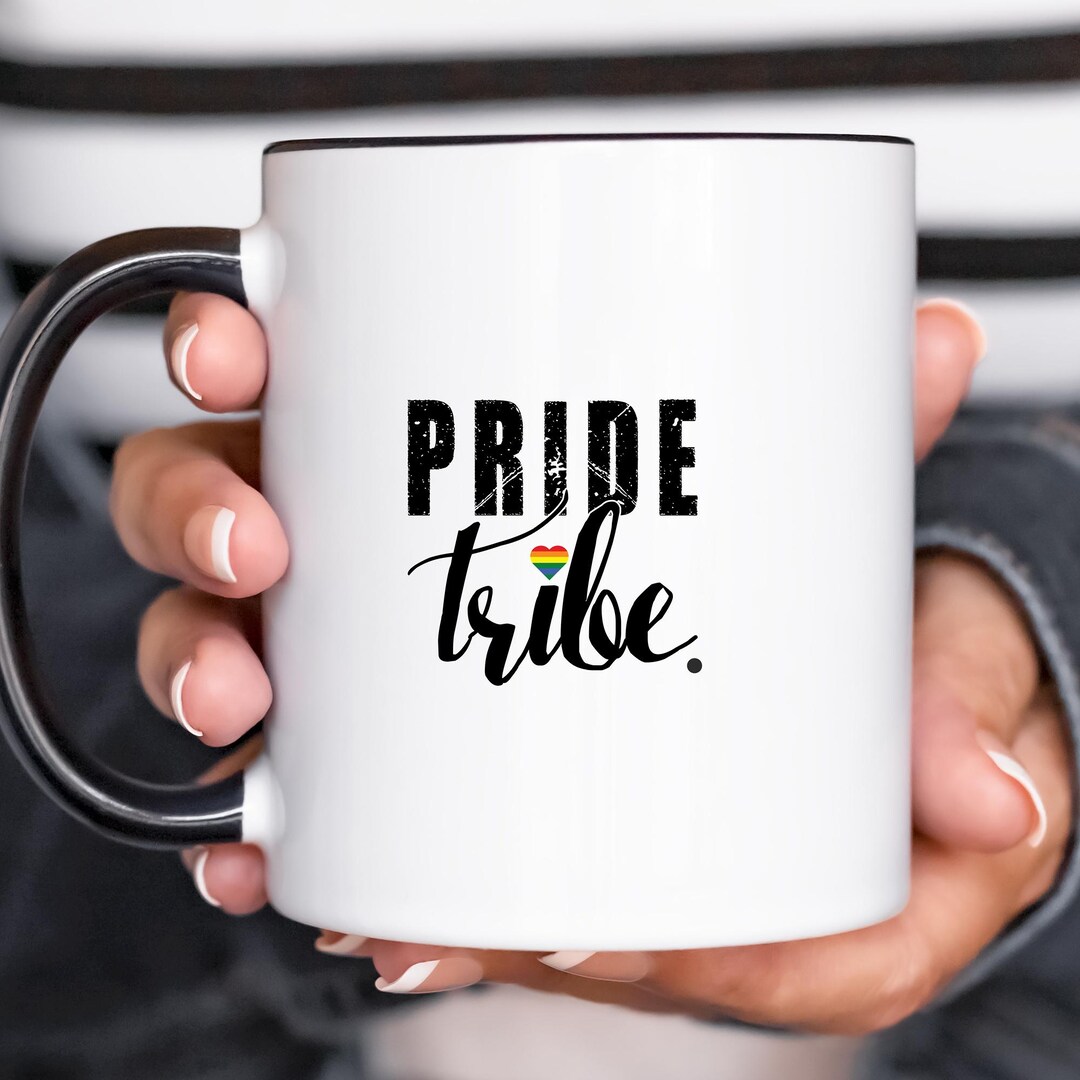 Pride Tribe Coffee Mug, LGBTQ Pride Mug, Rainbow Coffee Cup, LGBT Gift, Queer Kitchen Decor, Gay ...