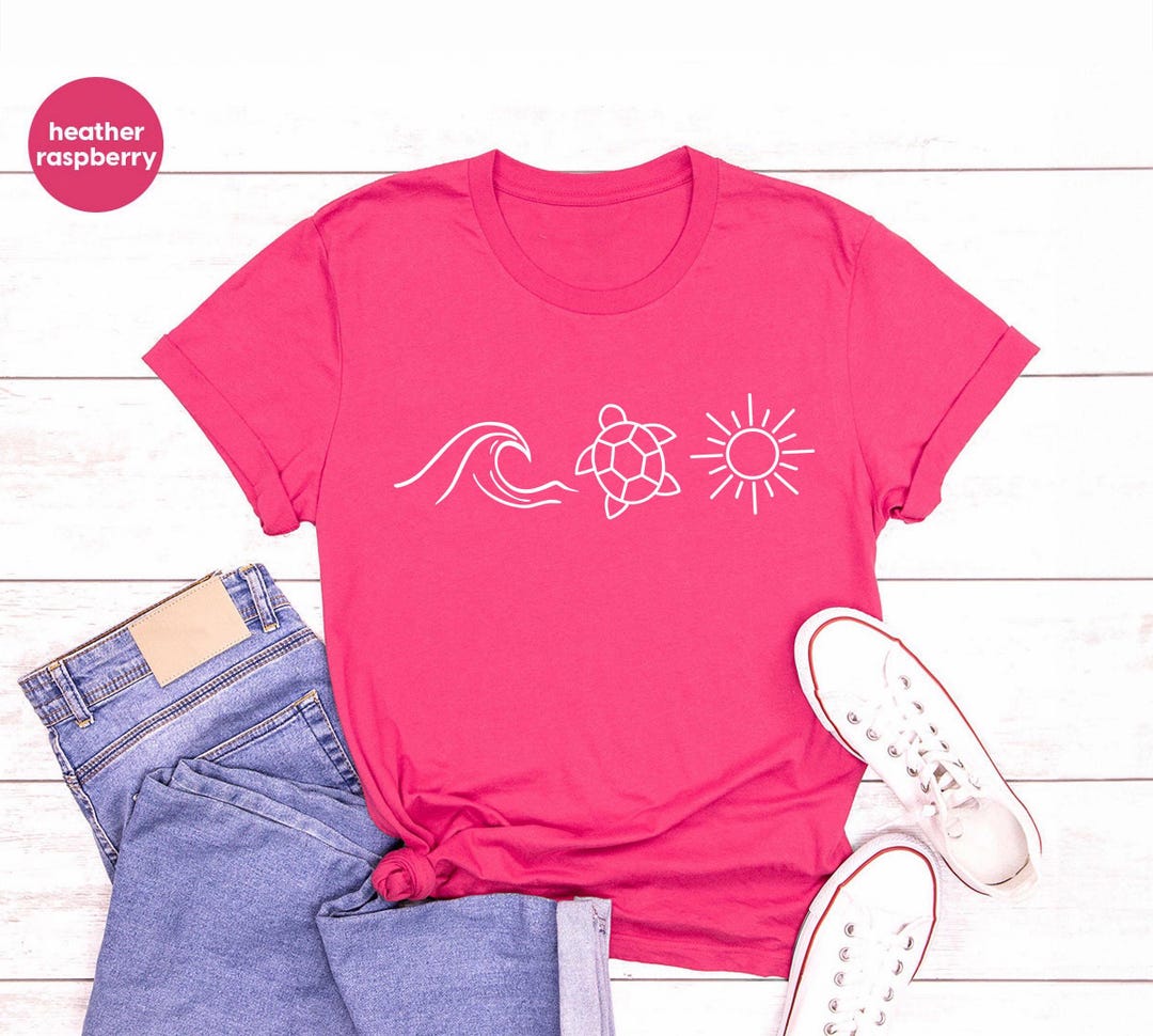 Ocean Turtle Wave Sun Shirt Summer Beach Graphic Tee Cute Sea Life ...