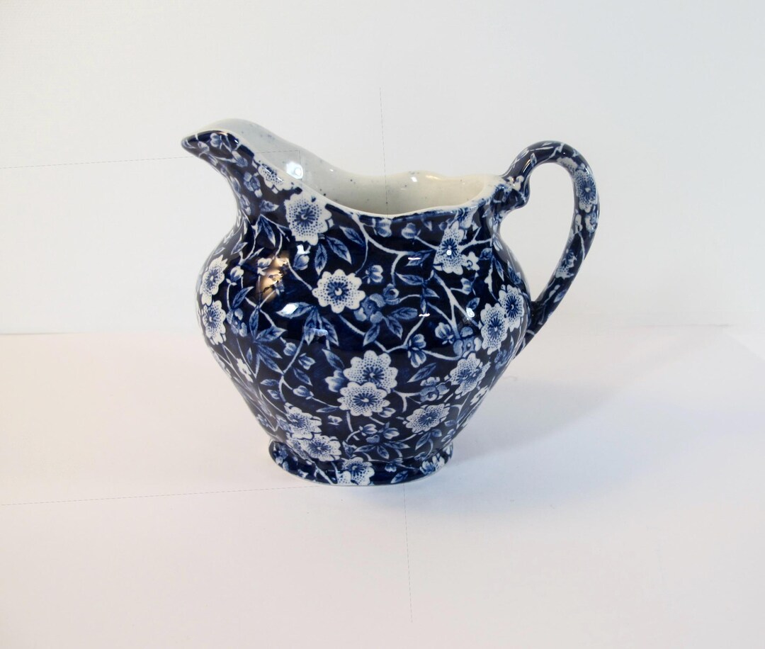 Blue and White Blue Calico Cream Pitcher Royal Crownford China 1970s ...