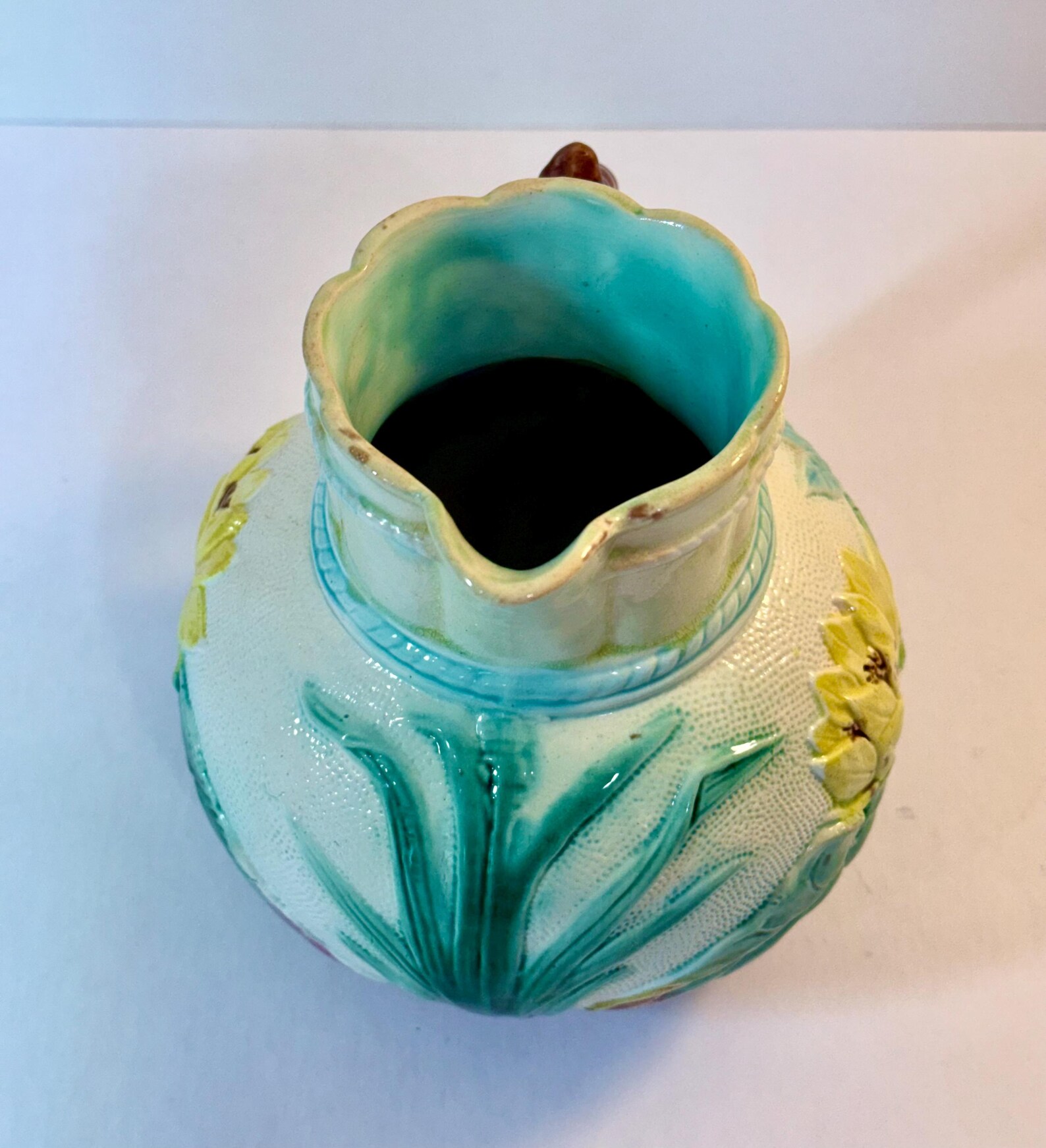 Antique Majolica Pitcher Pond Lily and Rope by Samuel Lear 1880 - Etsy