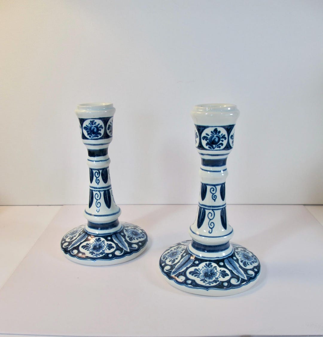 Delft Candlesticks Blue and White Vintage 6 Inch Guelder's Delft - Etsy