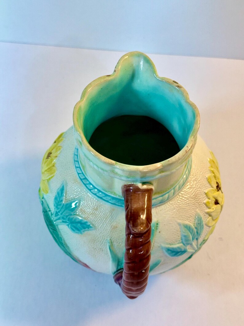 Antique Majolica Pitcher Pond Lily and Rope by Samuel Lear 1880 - Etsy