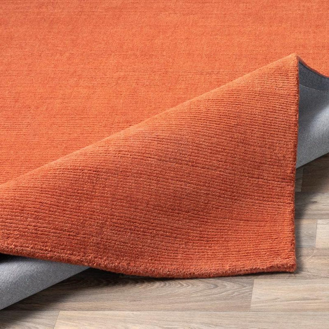 Soft Ribbed Rust Rug – Modern Hand-textured Living Room Accent Rug - Etsy