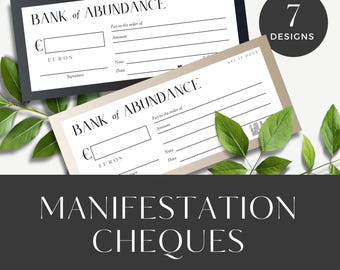 Manifestation Cheques Printable Manifestation Checks Law of Attraction ...