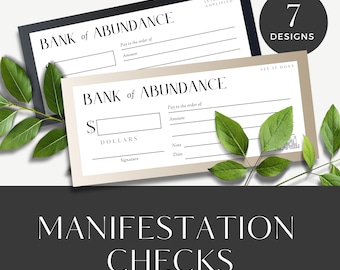 Manifestation Cheques Printable Manifestation Checks Law of Attraction ...