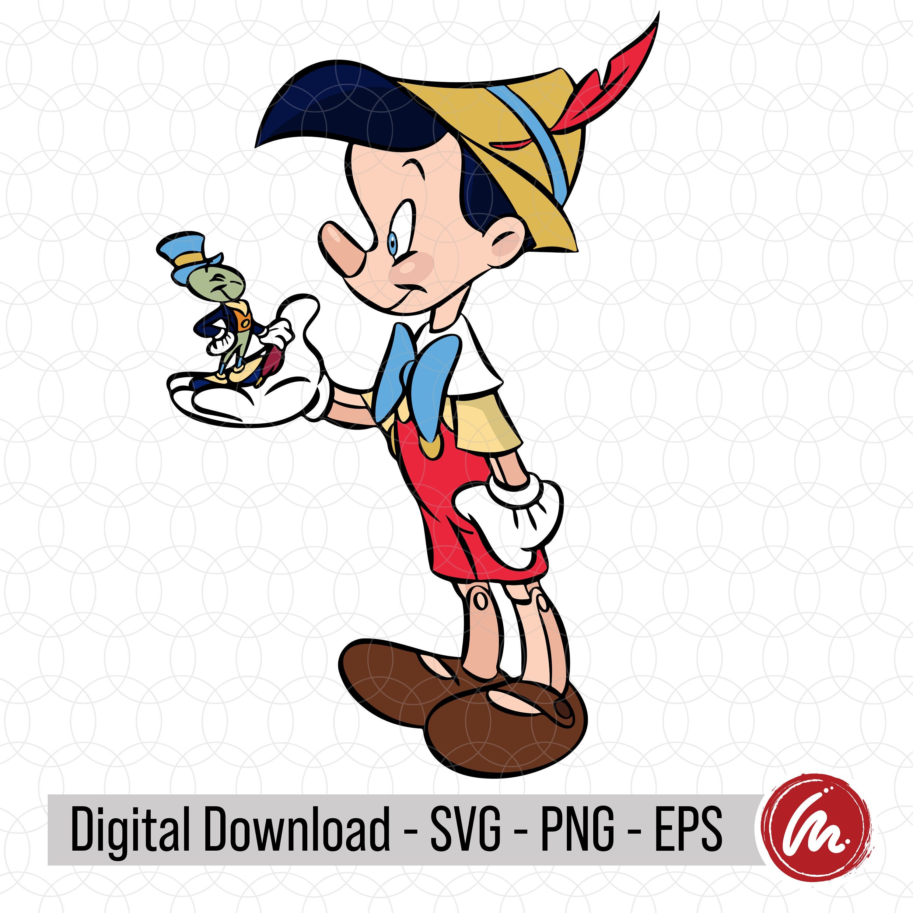 Pinocchio & Jiminy Cricket Color SVG EPS PNG - Etsy