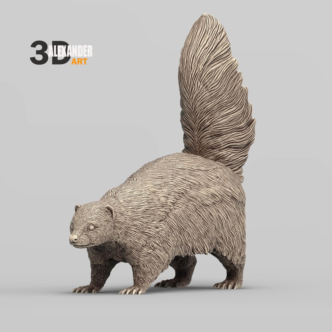 Skunk Figurine 3D Printed, Adorable Home Decor, Unique Animal Sculpture ...