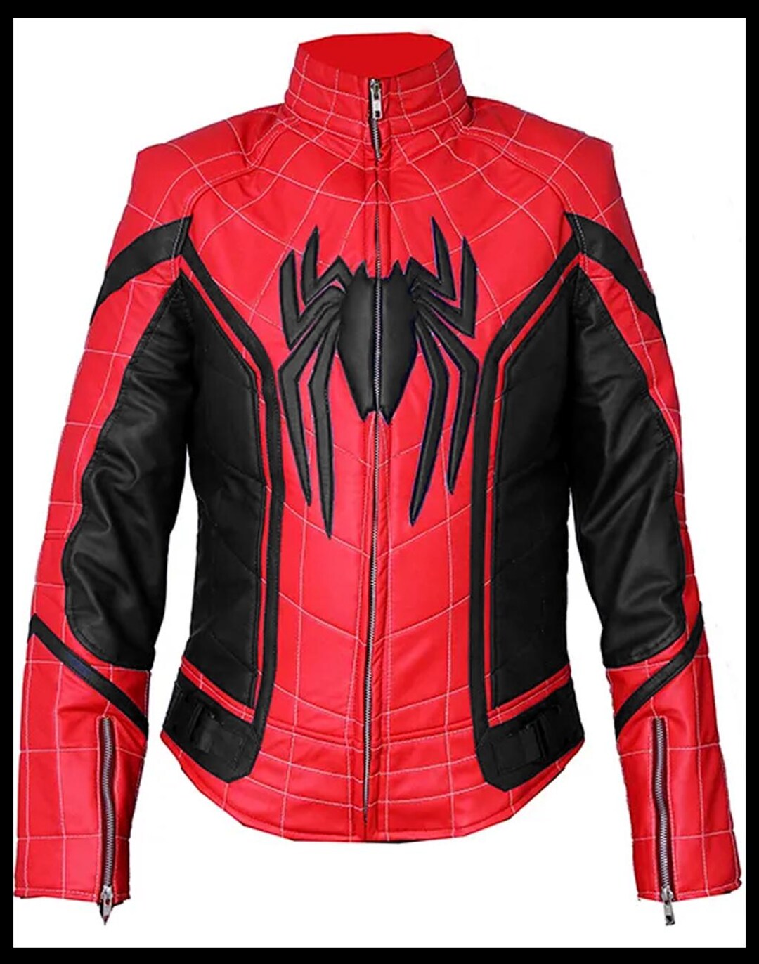 Spider Man Classic Men Web Red and Black Faux Leather Jacket - Etsy