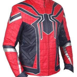 Spider Man Classic Men Web Red and Black Faux Leather Jacket - Etsy