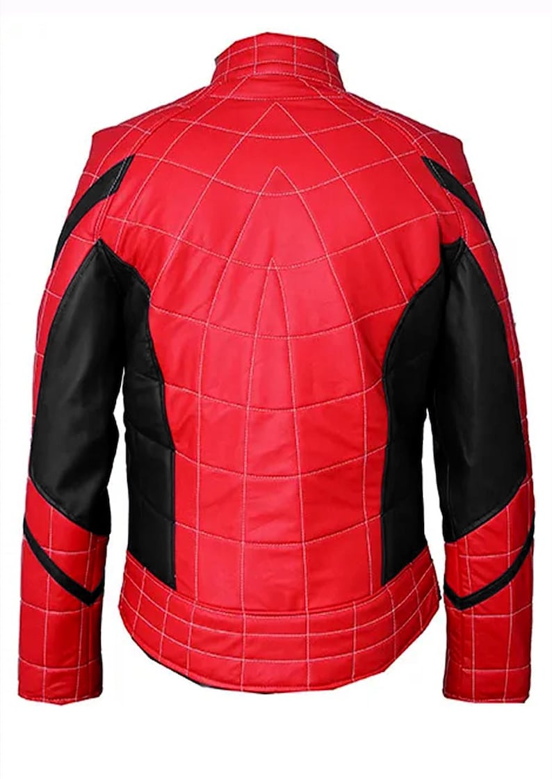 Spider Man Classic Men Web Red and Black Faux Leather Jacket - Etsy