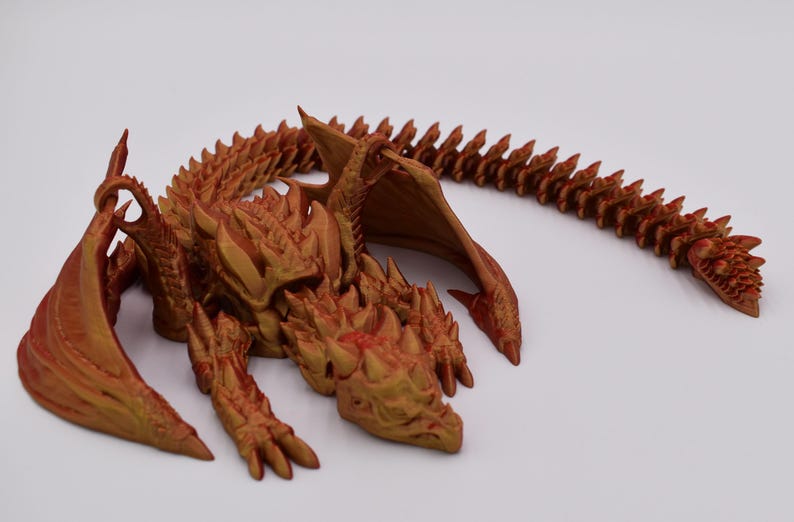 3D Printed Articulating Winged Dragon - Poseable Fantasy Figure ...