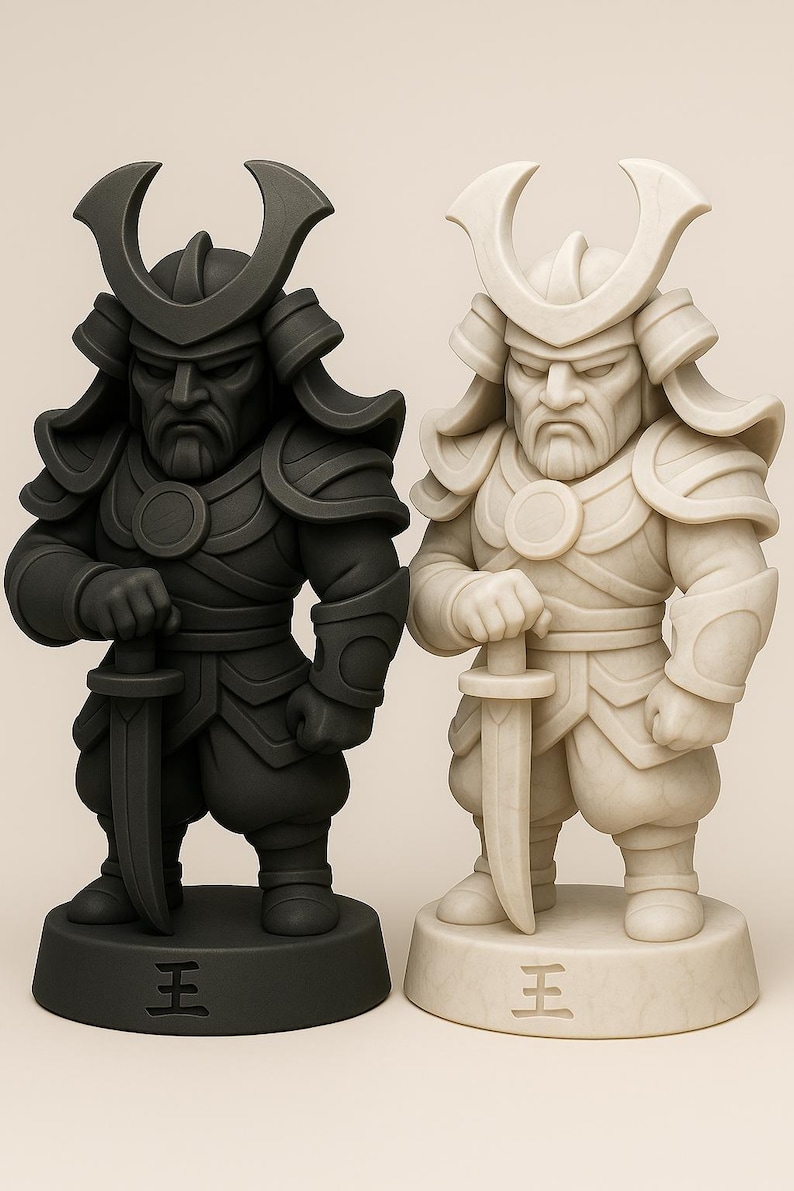 Stylized Samurai Chess Set – Hand-crafted 3D Printed Japanese Warrior ...