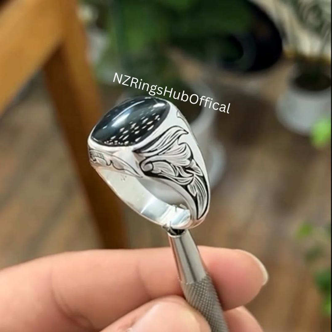 Natural Black Yemeni Aqeeq Stone Real Black Haqeeq Stone Sterling ...